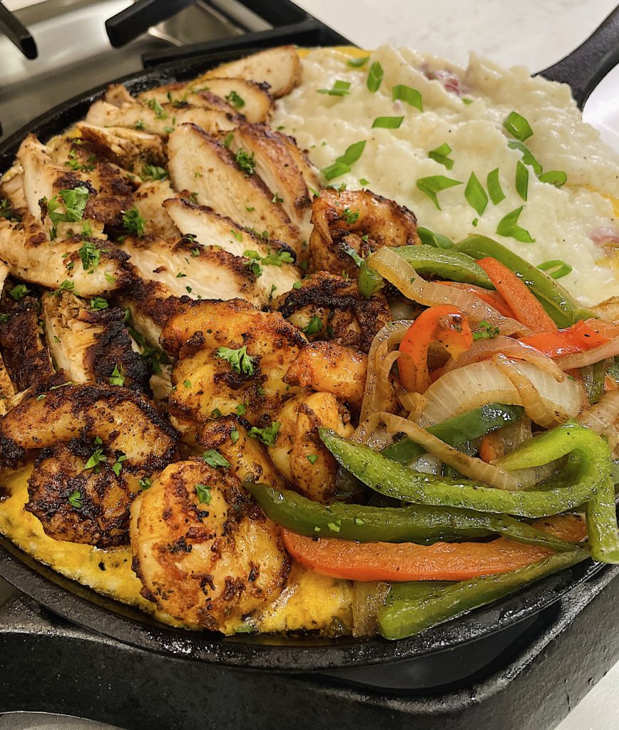 Sizzling Chicken, Shrimp & Cheese - Yel's Kitchen